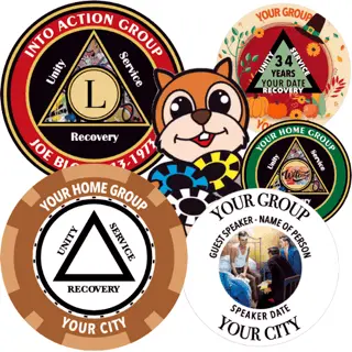 Custom Chips – Chipmunk AA Sobriety Coins